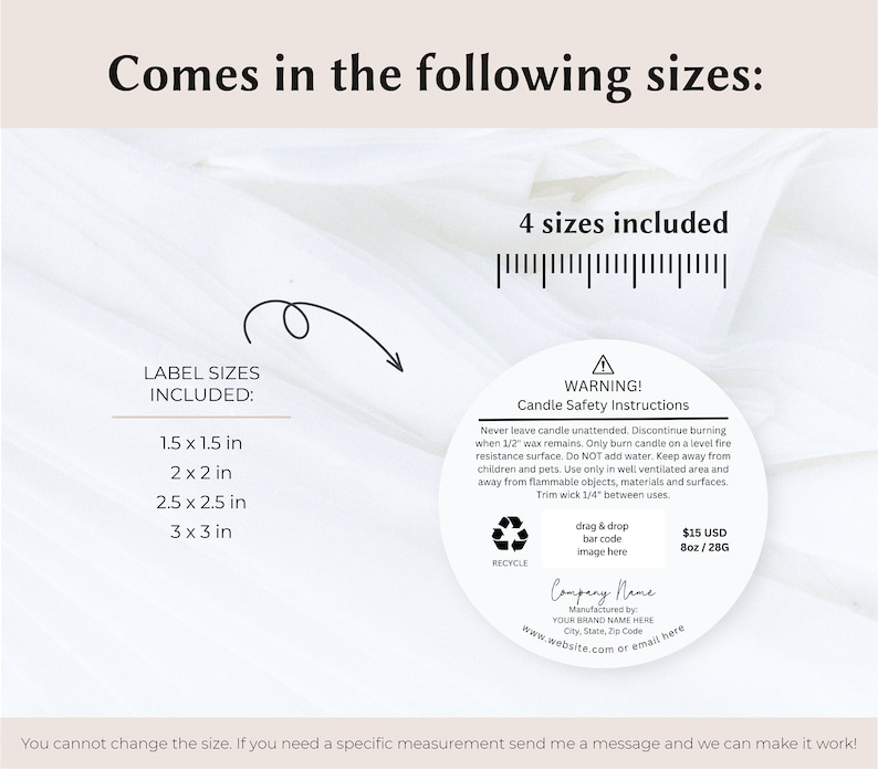 Candle Warning Label Template Sticker Candle Warning Custom - Etsy Canada