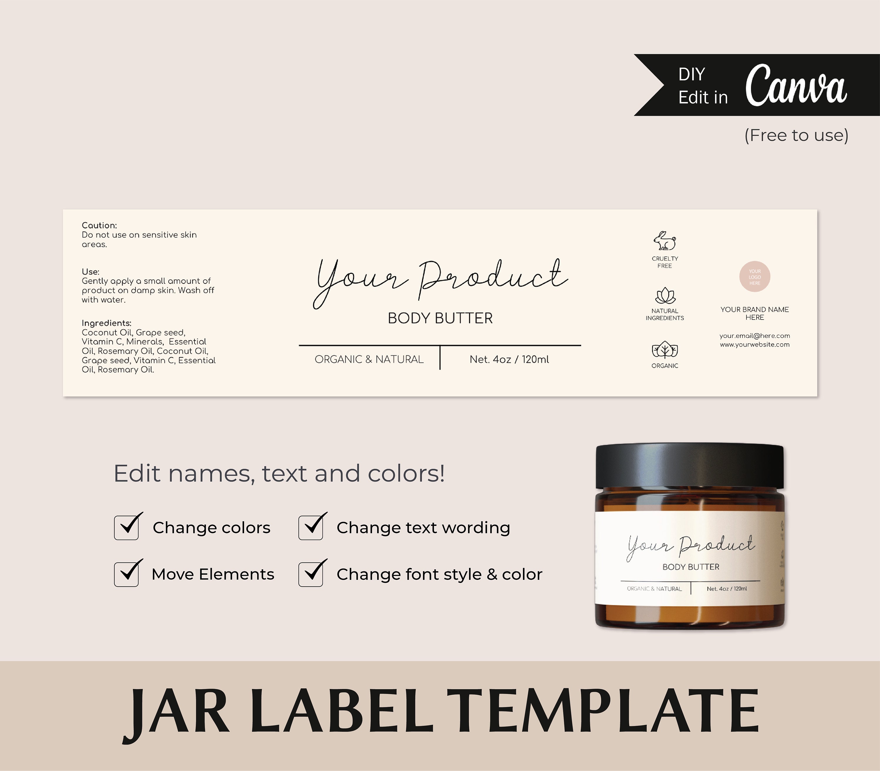 Minimalistic Product Label Template Cosmetic Label Skin Care - Etsy Canada
