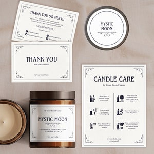 Candle Business Branding Kit Candle Sticker Label Candle Care Card ...