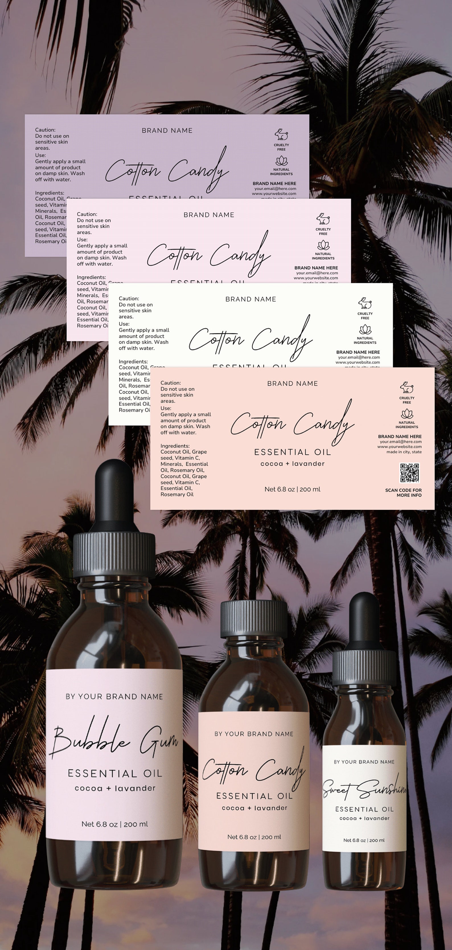 Hair Oil Label Body Oil Label Dropper Bottle Label Template Essential ...