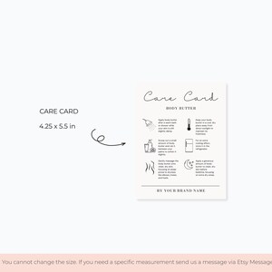 Body Butter Instruction Card Body Butter Care Card Canva Template Care ...