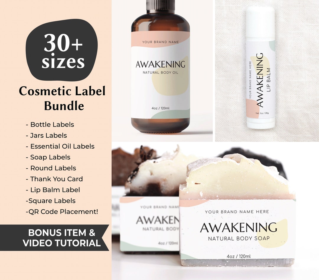 Boho Bundle Cosmetic Label Template Beauty Product Label Cosmetic ...