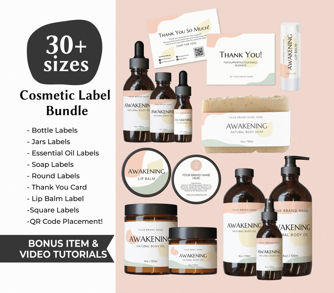 Cosmetic Label Bundle Skincare Label Lip Gloss Bundle Skin Care Label ...