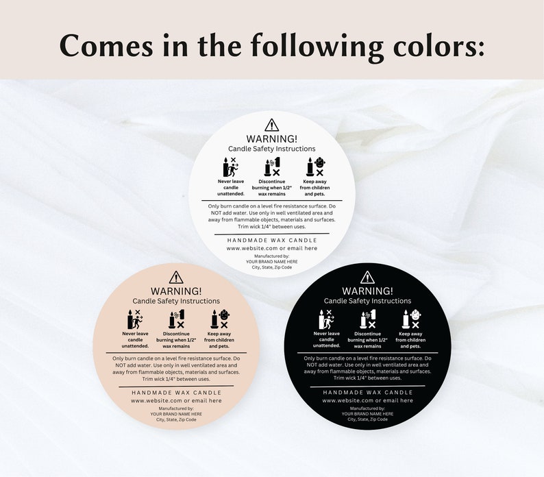 Editable Candle Warning Label Template Candle Safety Label Round ...