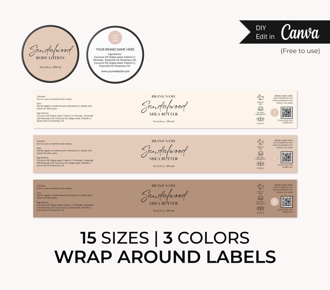 Editable Wrap Label Canva 2oz Jar Label 4oz Jar Sticker Label 8oz Jar ...