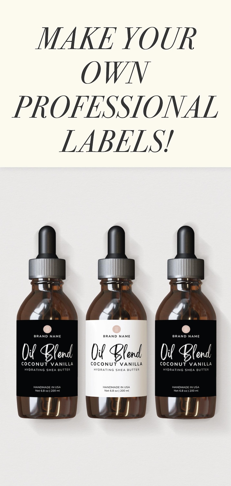 Hair Oil Label Dropper Bottle Body Oil Label Template Pretty Label Oil ...