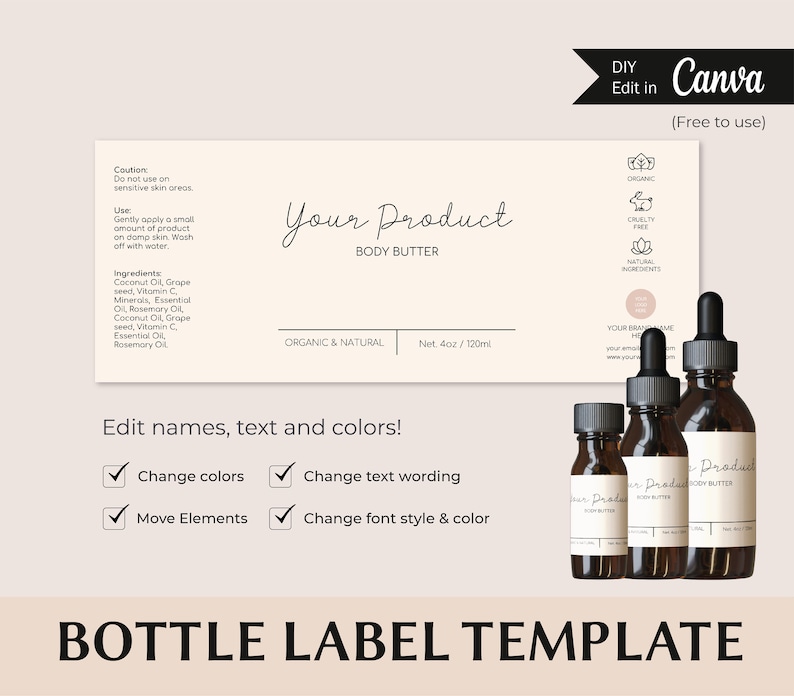 Essential Oil Bottle Label Template Minimalistic Label Body Oil Label ...
