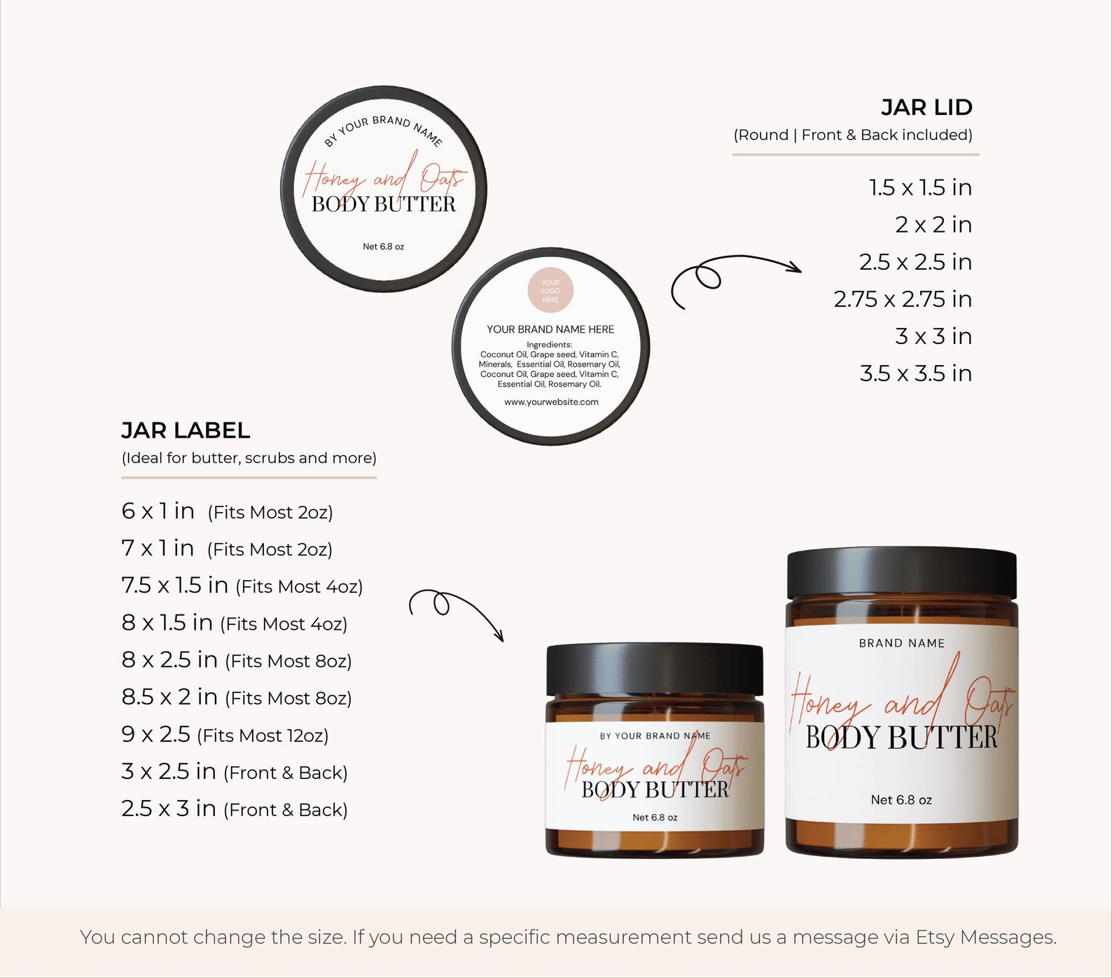 Shea Butter Label for Cream Custom Label Body Scrub Sticker Editable ...
