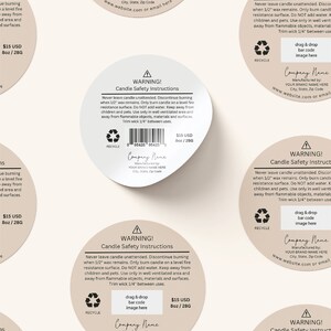 Candle Warning Label Template Sticker Candle Warning Custom Barcode ...