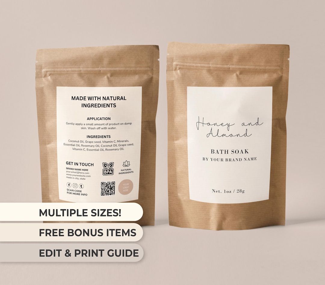 Bath Salt Label Pouch Label Template Bath Salt Aromatherapy Pouch Label ...