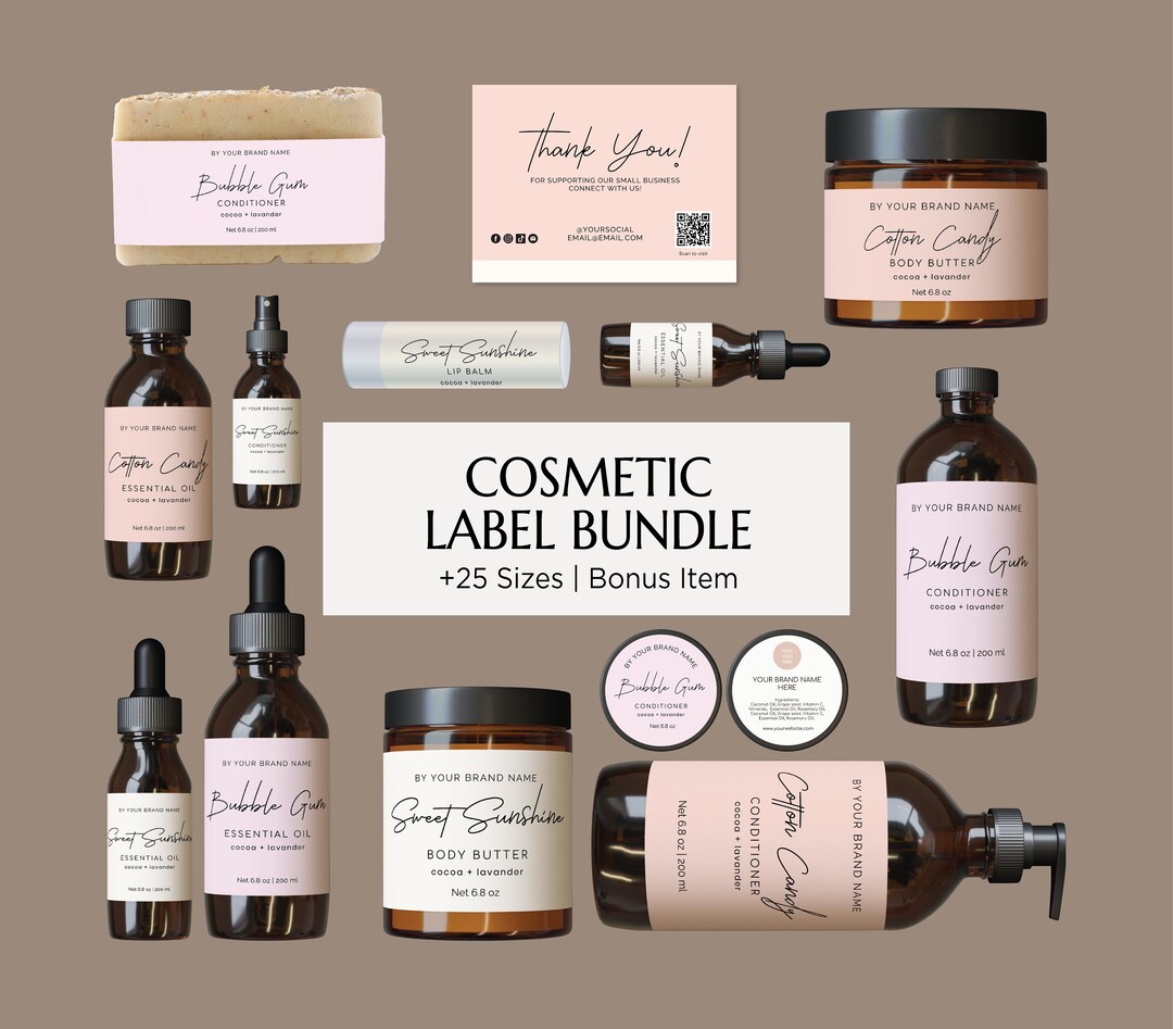Cosmetic Branding Bundle Printable Cosmetic Label Template Body Butter ...