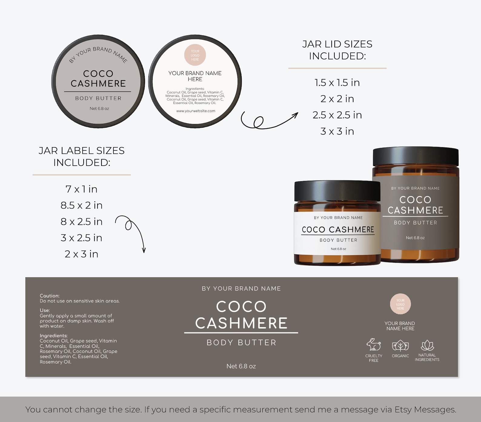 Minimalistic Cosmetic Label Product Template Body Butter Label Template ...