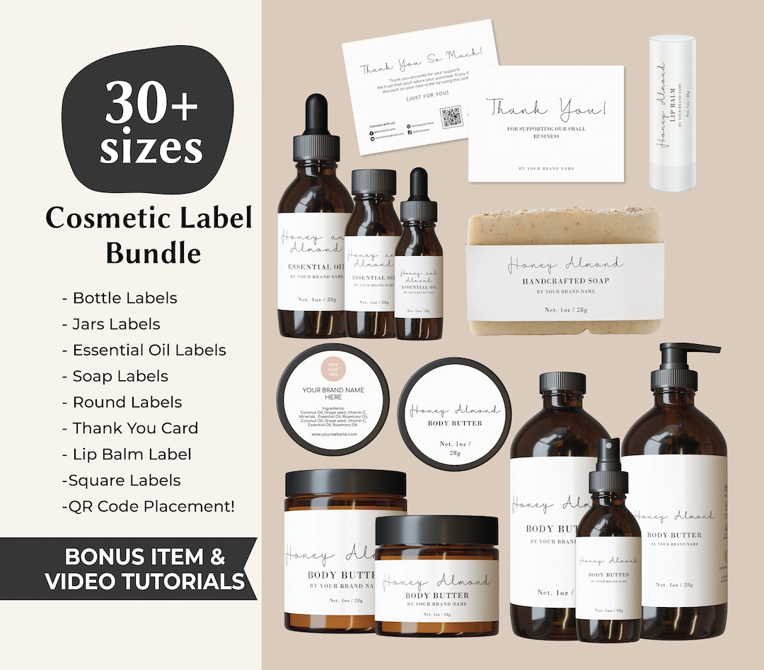 Minimalistic Cosmetic Label Bundle Body Butter Label Body Scrub Label ...