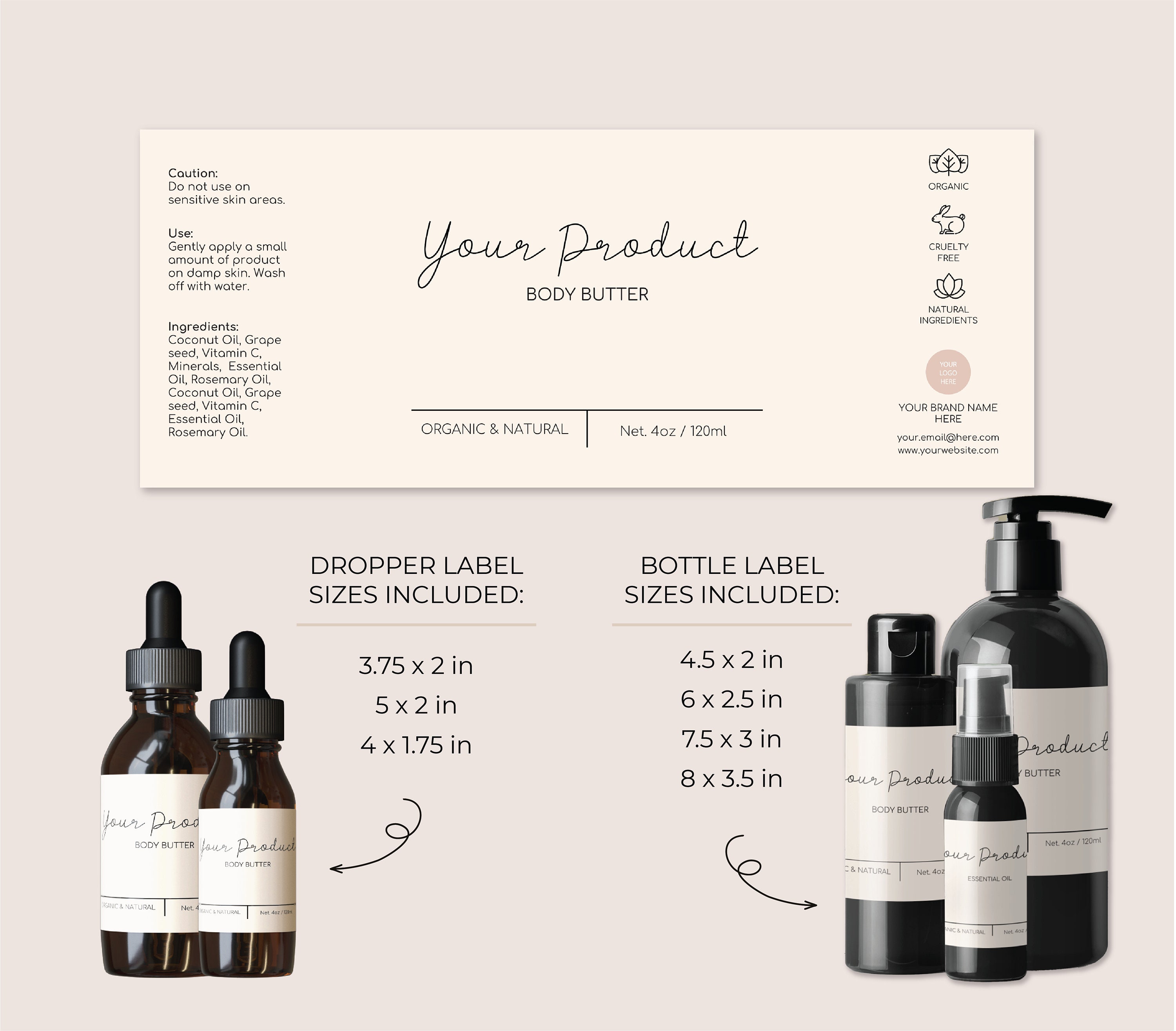 Essential Oil Bottle Label Template Minimalistic Label Body Oil Label ...