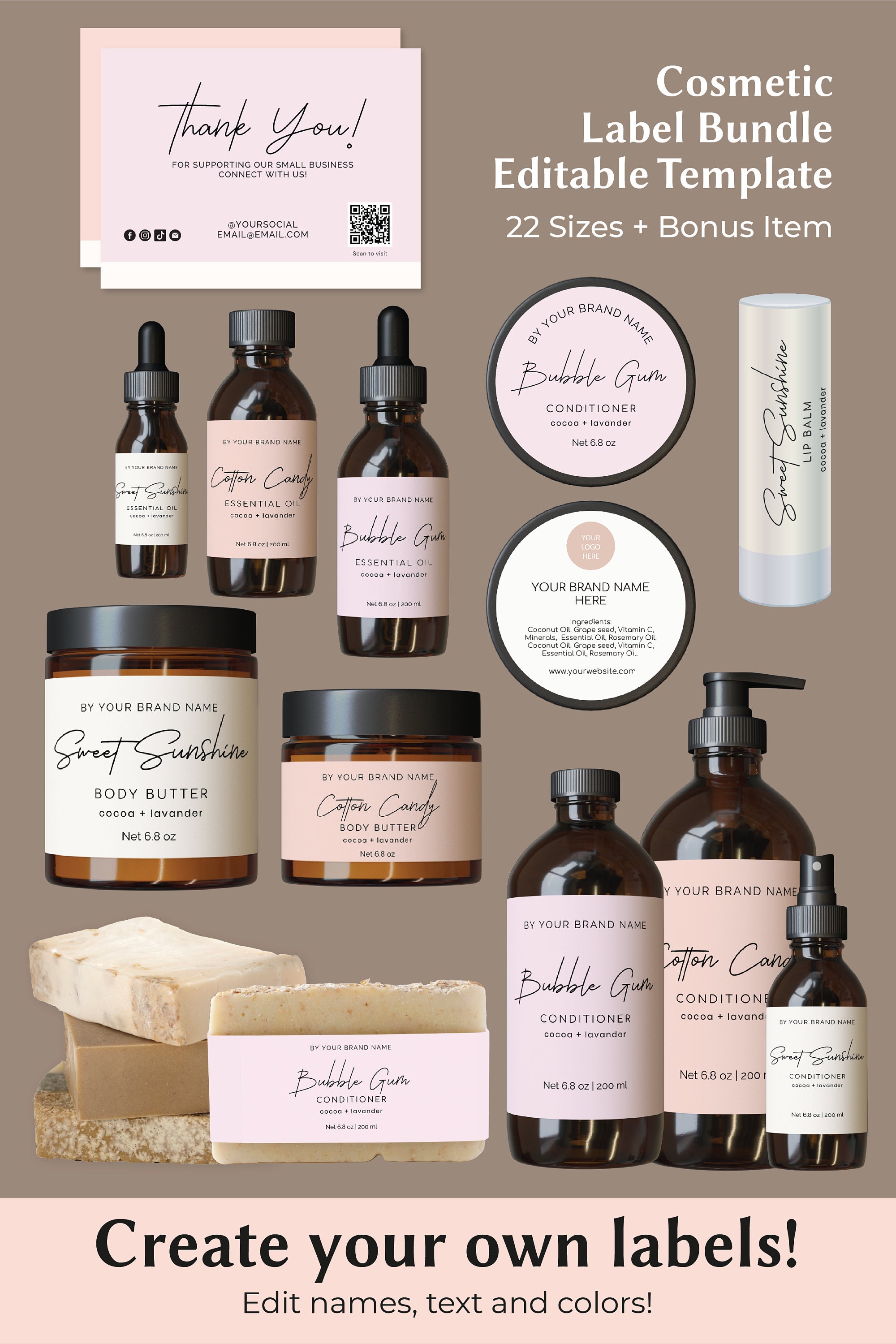 Stylish Cosmetic Product Label Template Canva Product Label - Etsy Canada