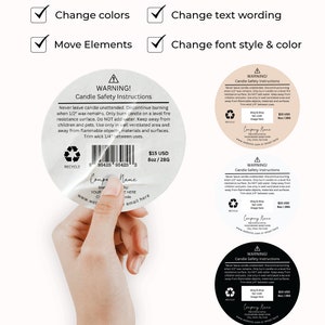Candle Warning Label Template Sticker Candle Warning Custom Barcode ...