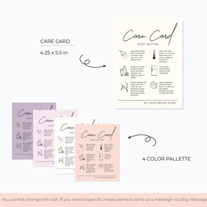 Body Butter Care Card Insert Care Card Printable Body Butter Stationary ...