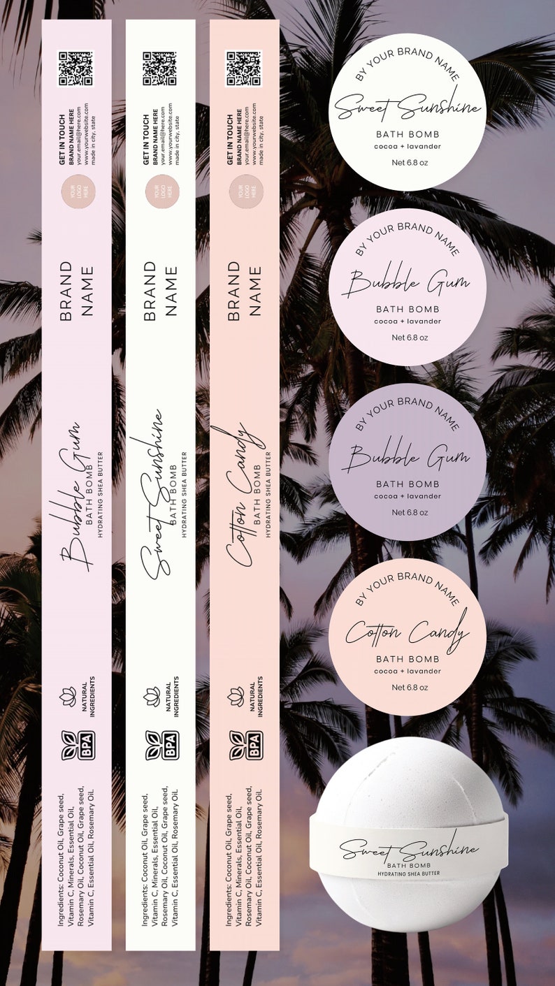 Bath Bomb Label Template Bath Bomb Wrap Around Label Bath Bomb Round ...
