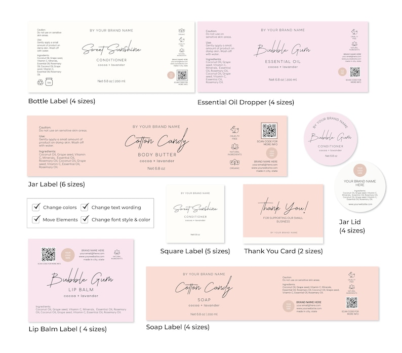 Printable Beauty Product Label Cosmetic Template Label QR Code Cosmetic ...