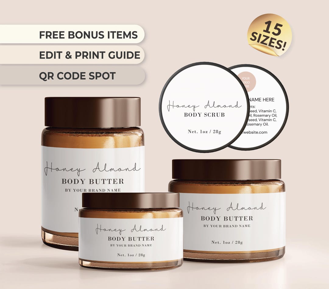 Body Butter Label Template Body Scrub Label Jar Sugar Scrub Label Jar ...