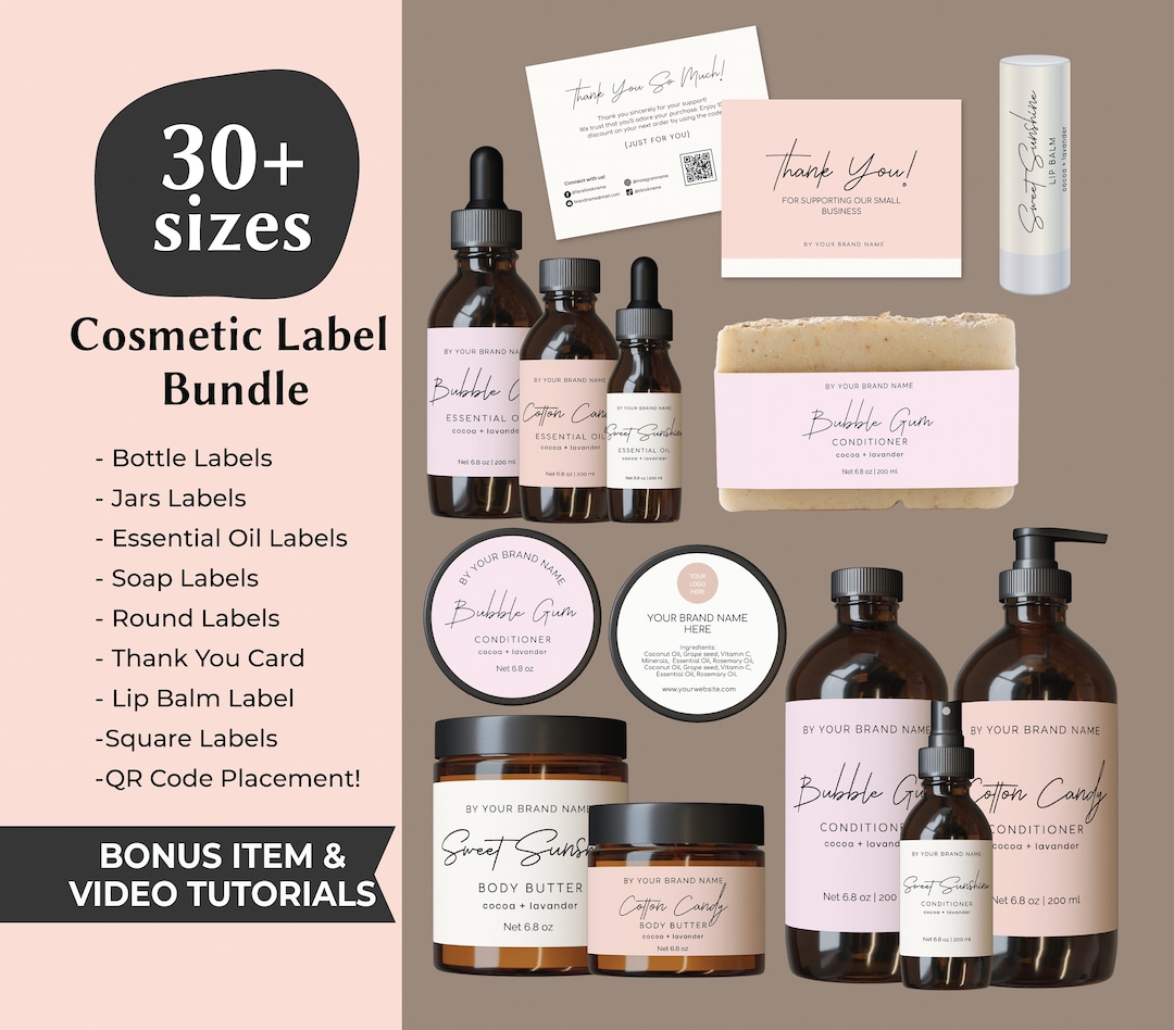 Stylish Cosmetic Product Label Template Canva Product Label Sticker ...
