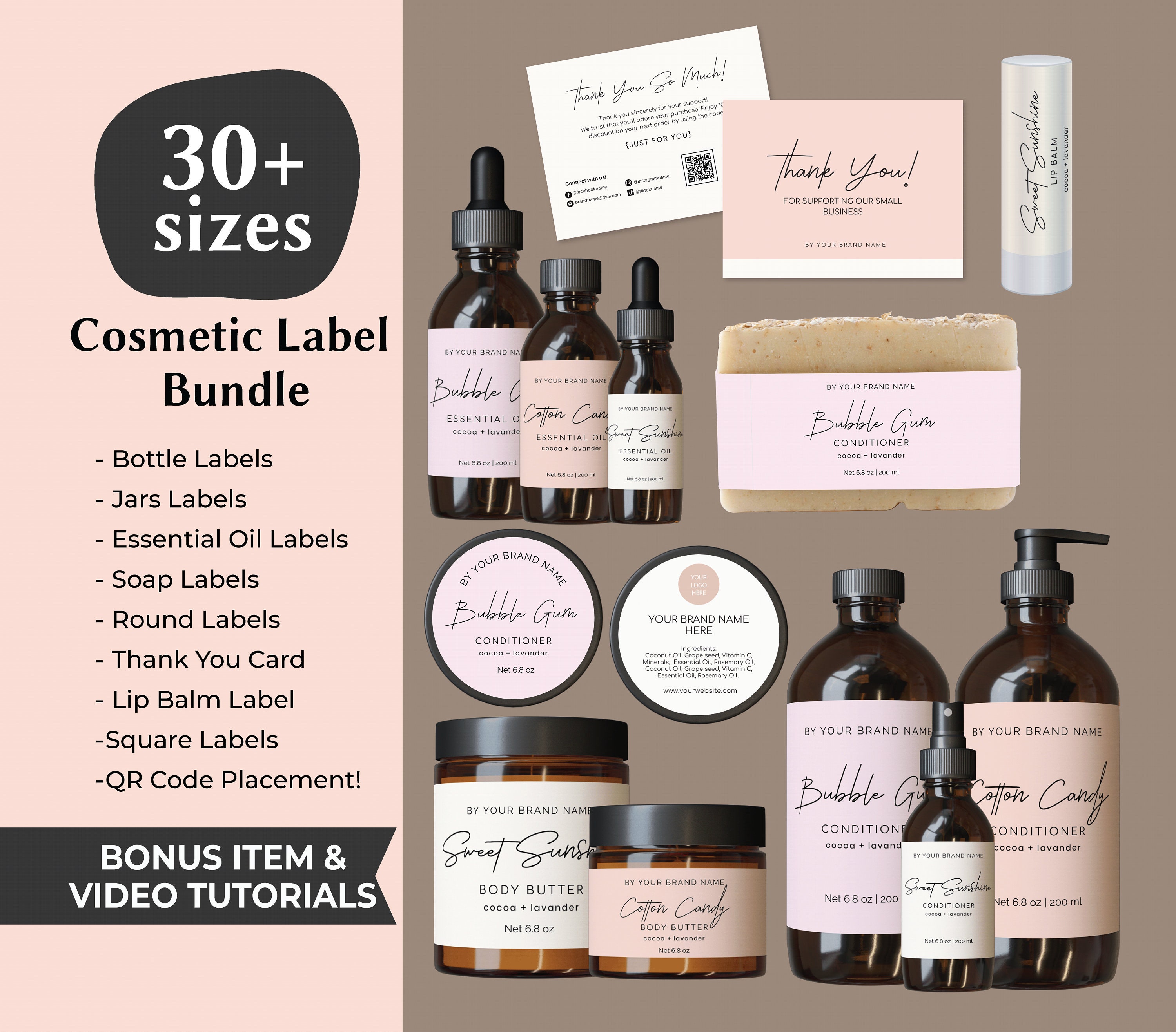 Stylish Cosmetic Product Label Template Canva Product Label Sticker ...
