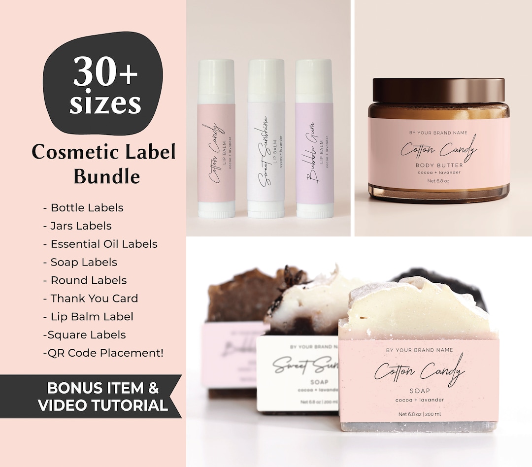 Printable Beauty Product Label Cosmetic Template Label QR Code Cosmetic ...