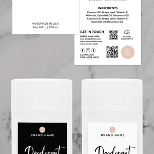 Printable Deodorant Label for Beauty and Skincare Product Label Custom ...