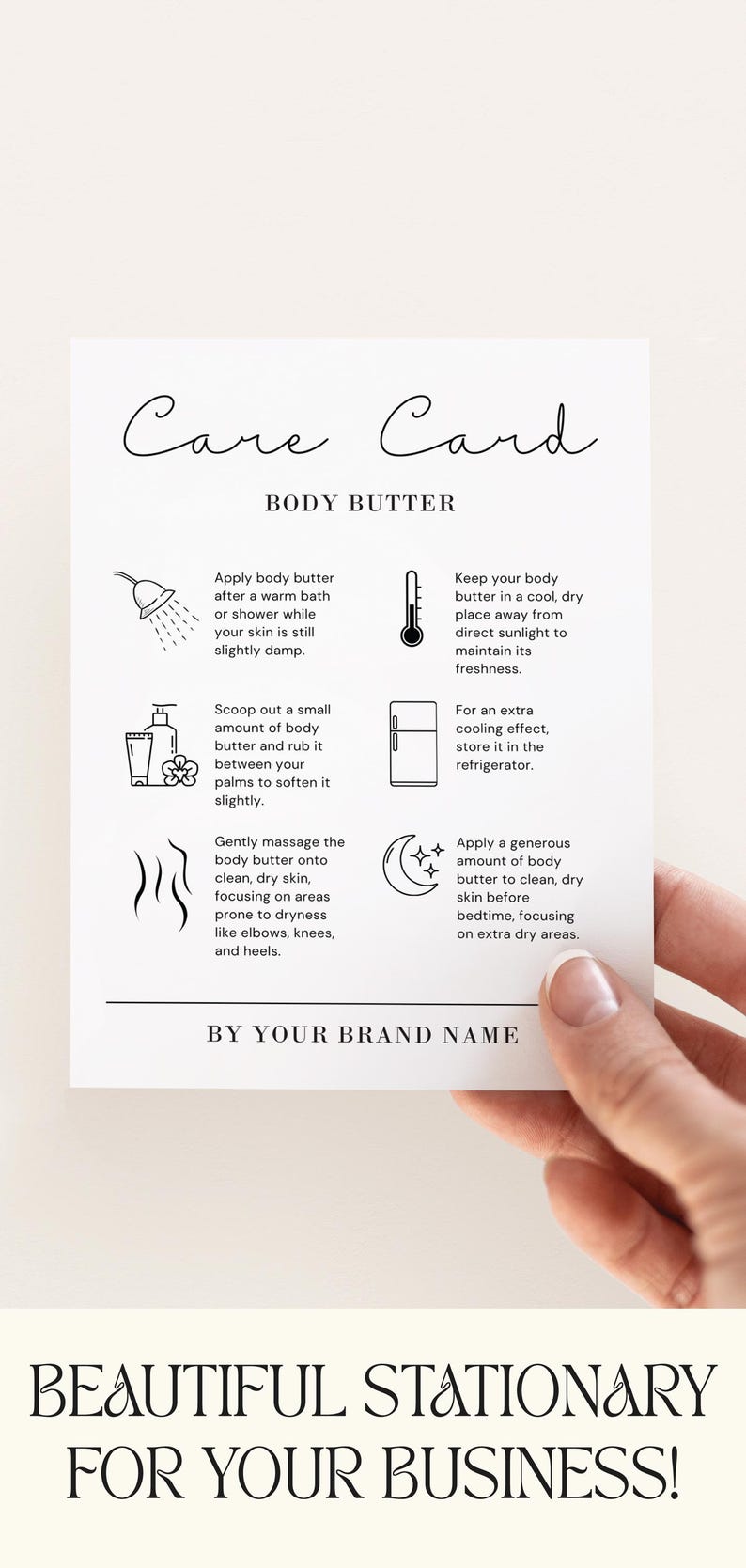 Body Butter Instruction Card Body Butter Care Card Canva Template Care ...