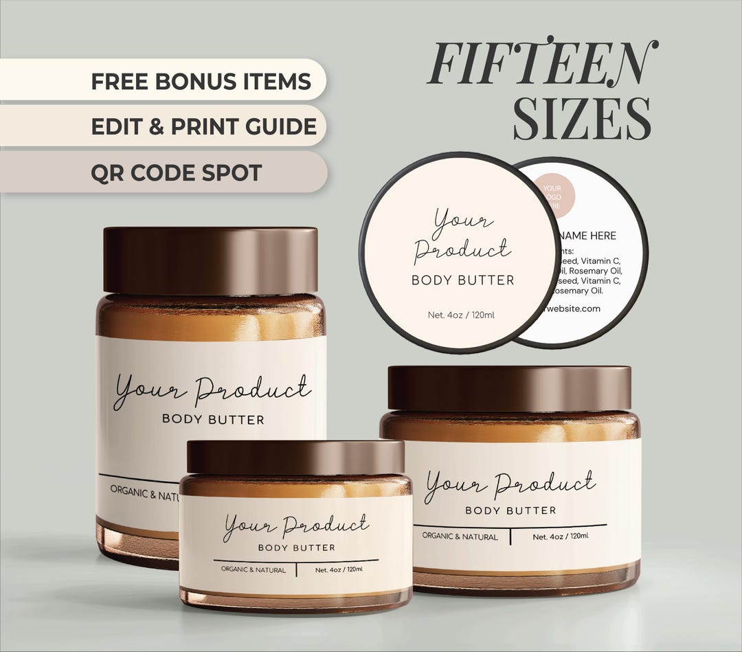 Body Butter Sticker Minimal Label for Jar Canva Sticker Custom Sugar ...