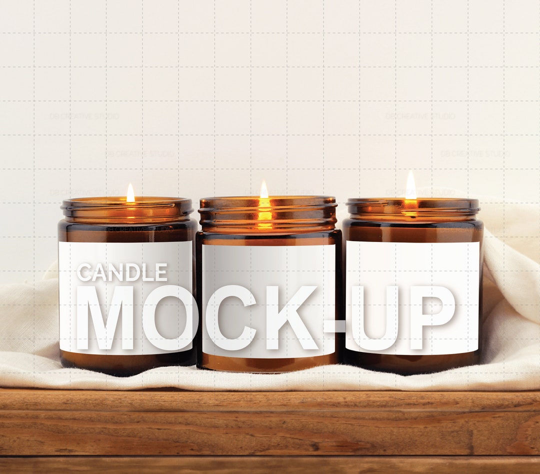 Set of Three Candle Mockup Amber Jar Candle Mockup Minimalist Candle ...