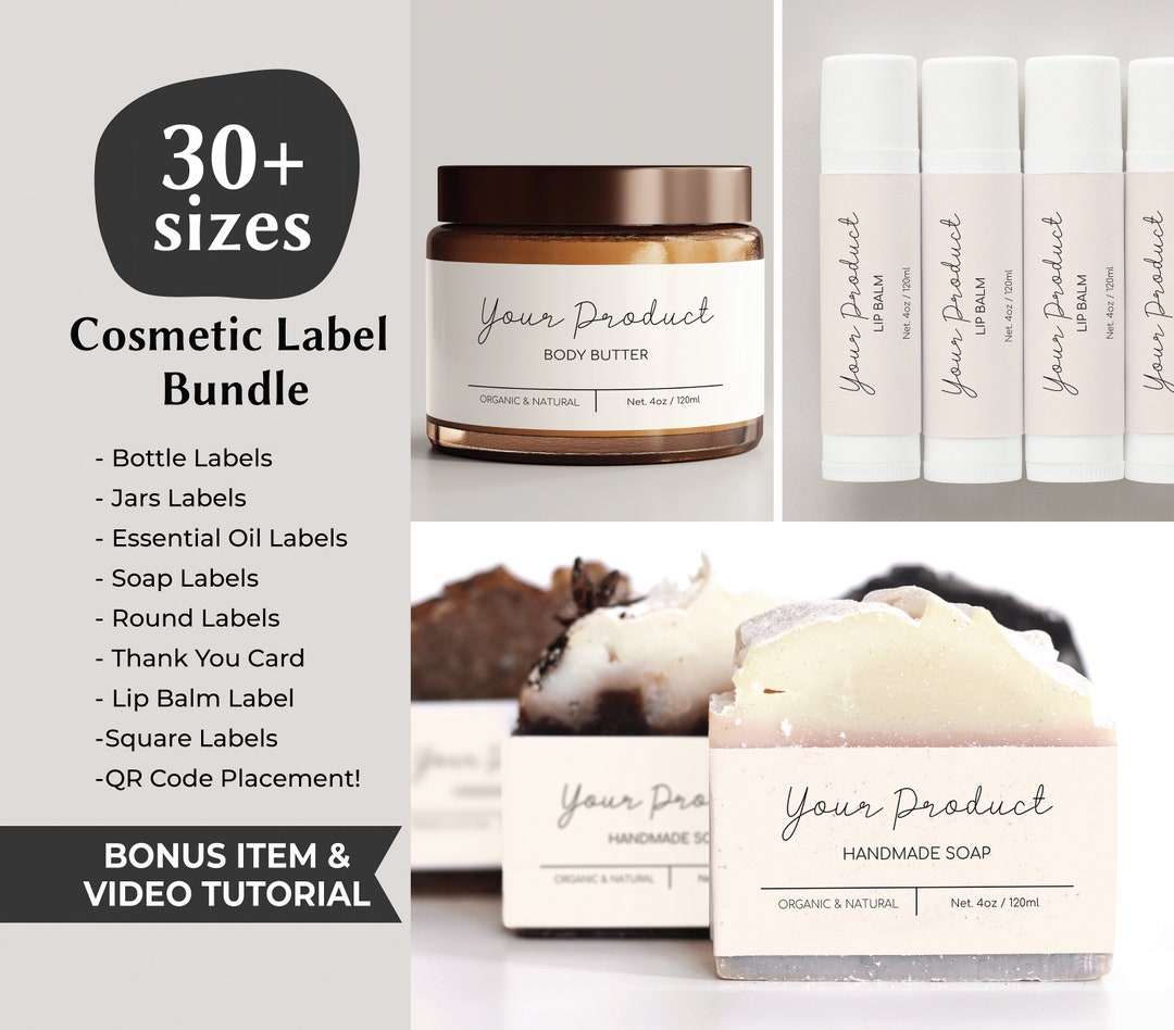 Minimalistic Cosmetic Label Bundle Cosmetic Canva Label Business ...