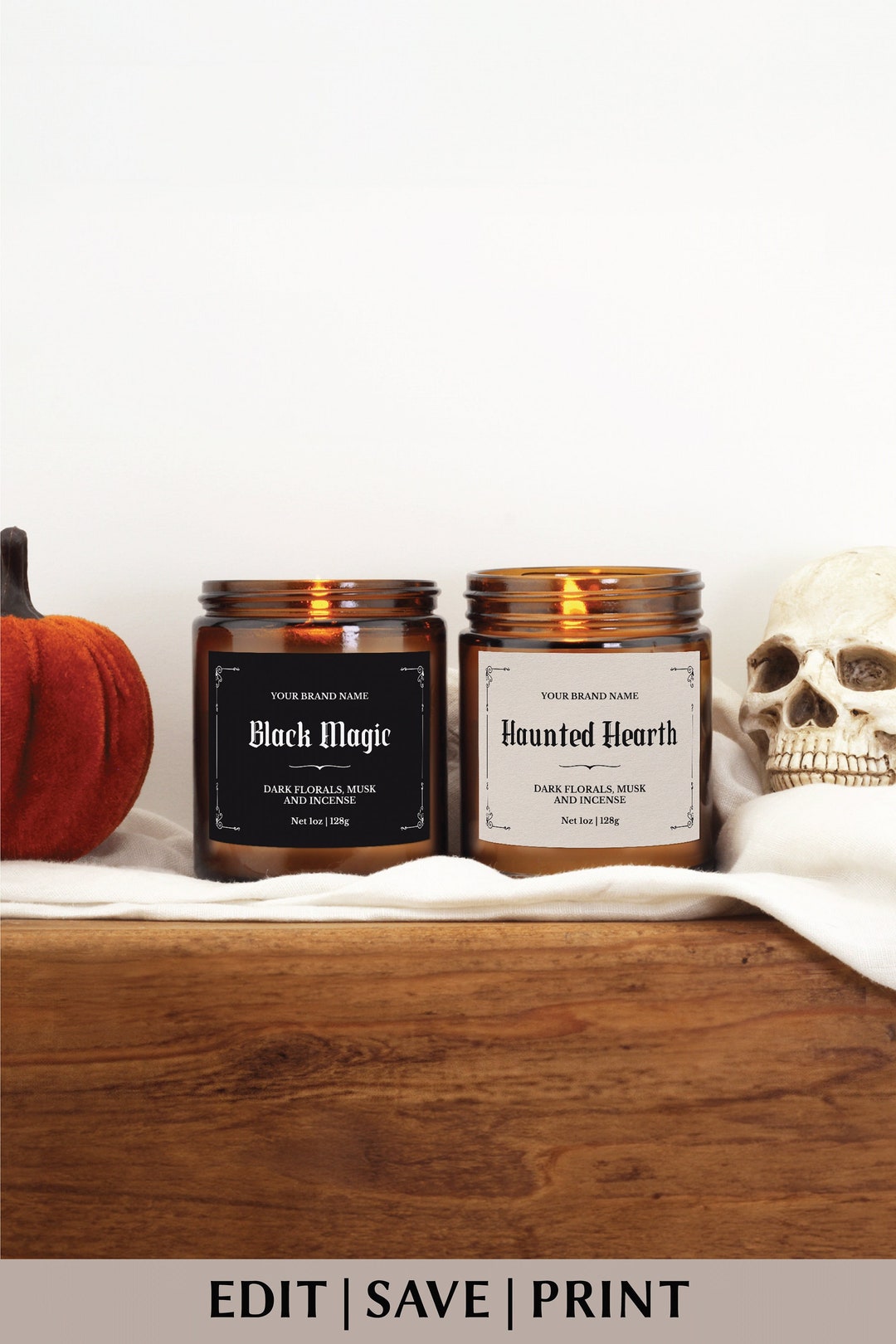 Custom Halloween Candle Label Template Witchy Label Candle Printable ...