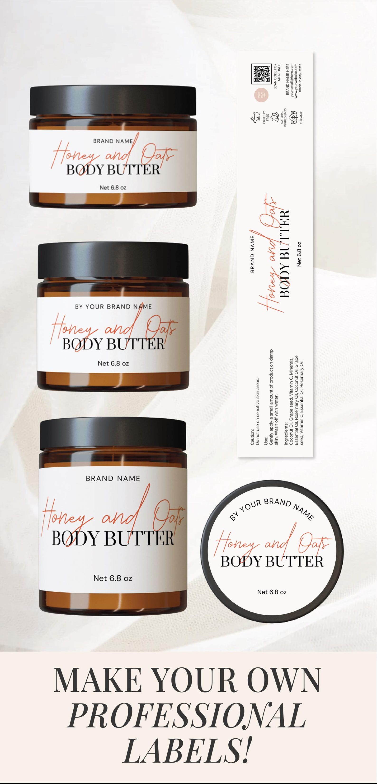 Shea Butter Label for Cream Custom Label Body Scrub Sticker Editable ...