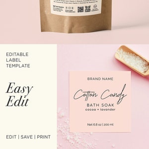 Pouch Label Template Bath Salt Label Printable Pouch Label Packaging ...