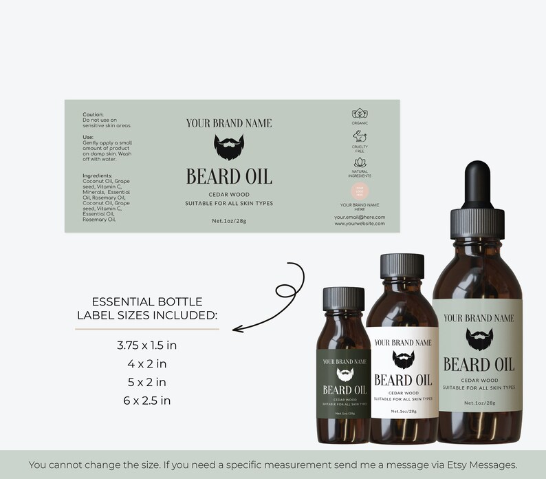 Beard Balm Label Male Cosmetic Product Label Template Beard Oil Bottle ...