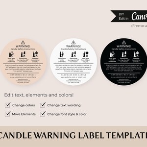 Editable Candle Warning Label Template Candle Safety Label Round ...