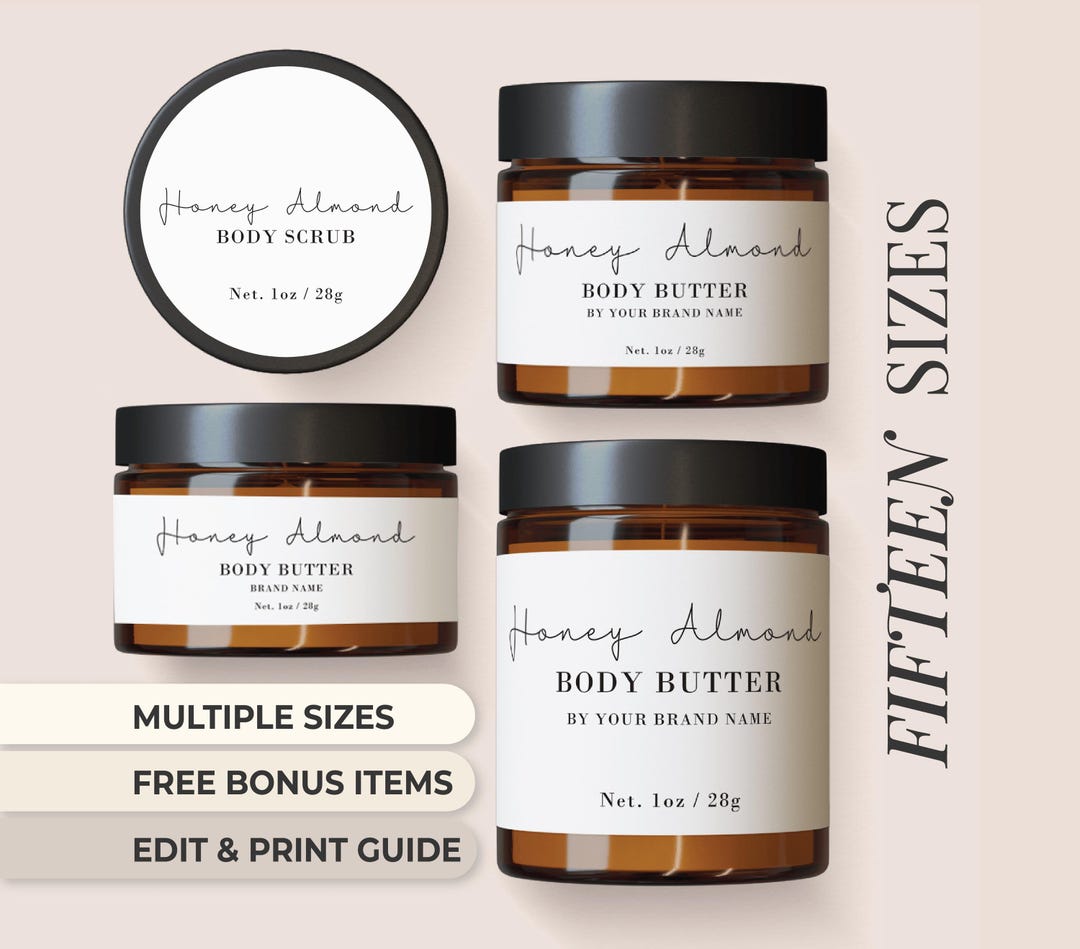 Body Butter Sticker Classic Body Scrub Sticker Jar Sugar Scrub Sticker ...