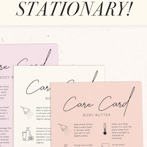 Body Butter Care Card Insert Care Card Printable Body Butter Stationary ...