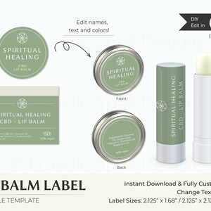Lip Balm Label Template Wellness Custom Label Minimalist Lip Balm ...
