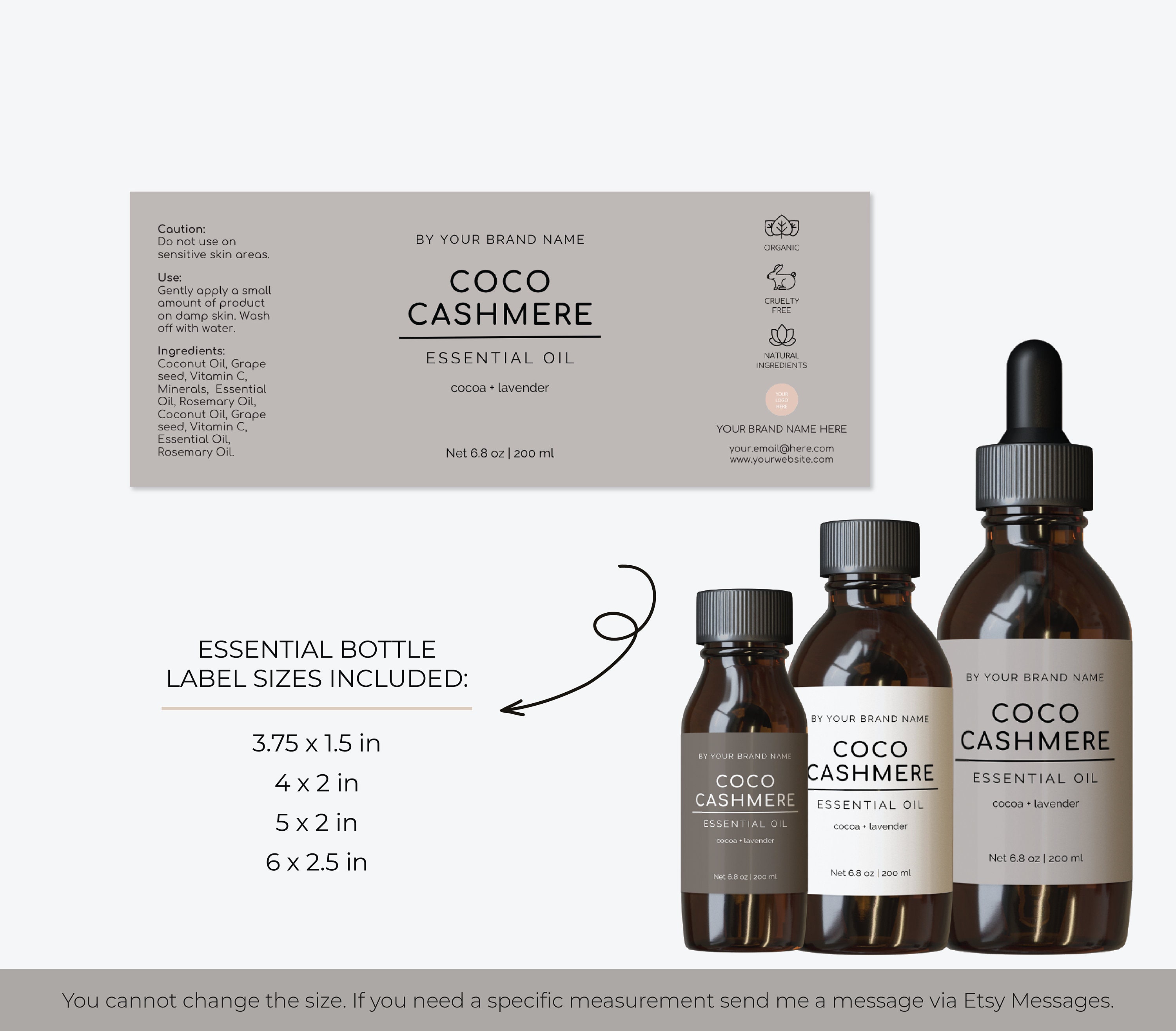 Minimalistic Cosmetic Label Product Template Body Butter Label Template ...