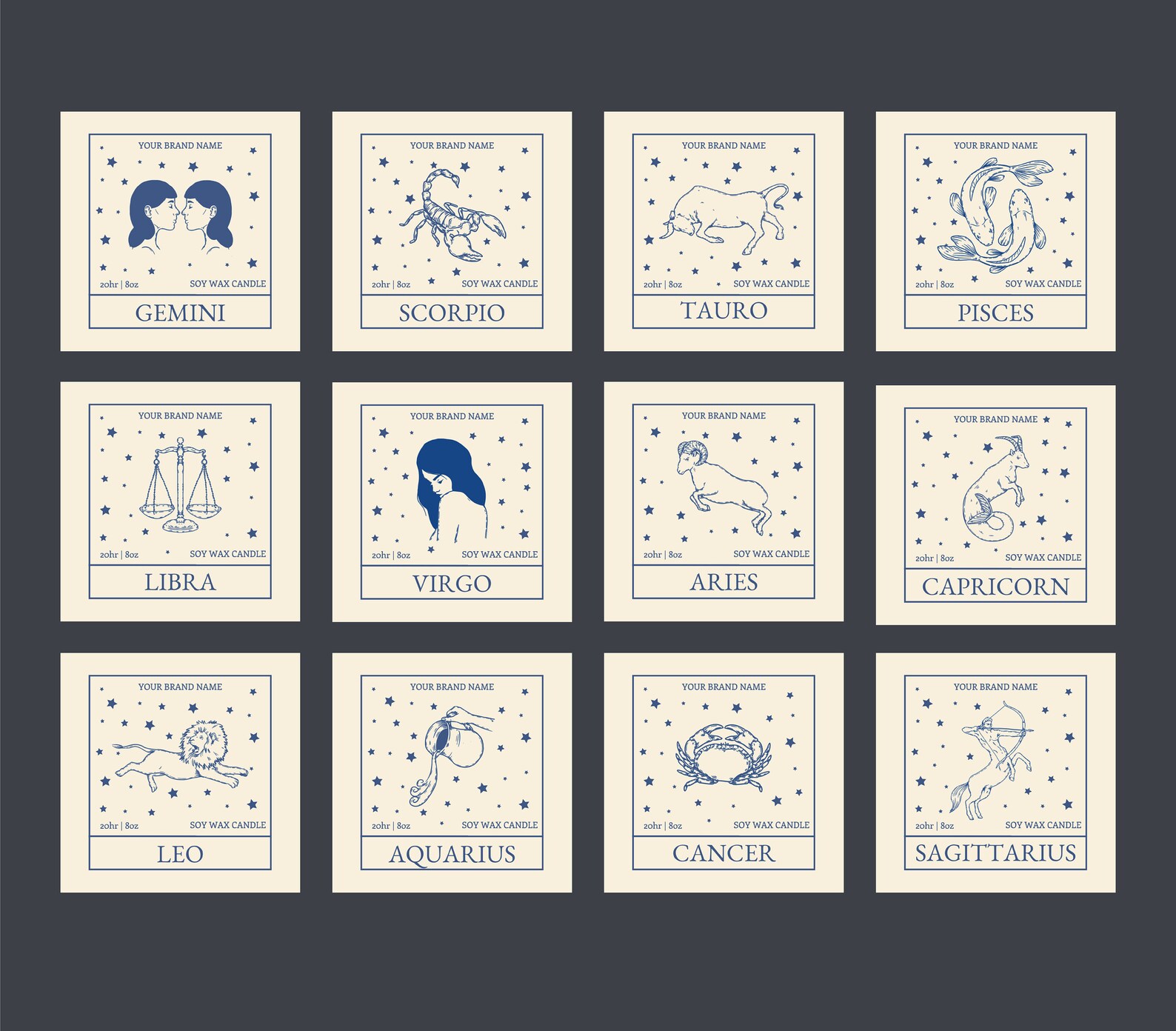 Astrology Candle Label Template Candle Zodiac Label Candle DIY ...