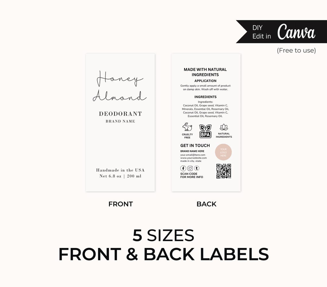 Minimalistic Deodorant Label Homemade Deodorant Label Design Deodorant ...