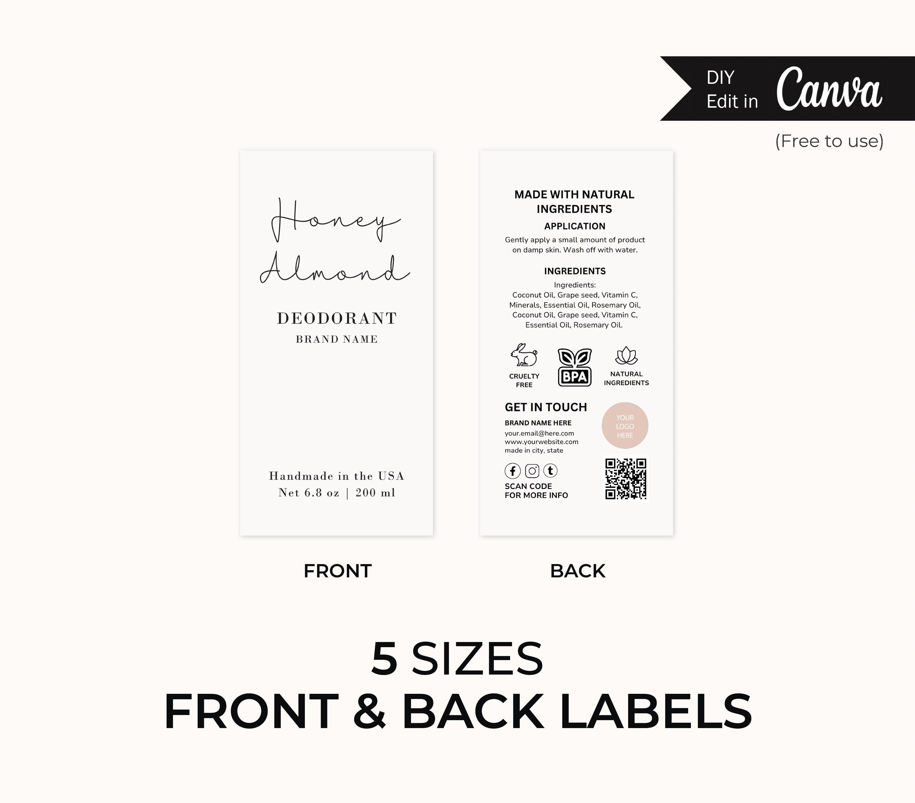 Minimalistic Deodorant Label Homemade Deodorant Label Design Deodorant ...