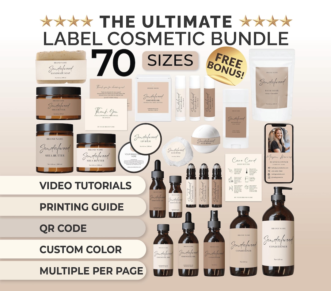 Cosmetic Label Bundle for Small Beauty Business Product Packaging Label ...