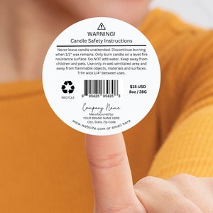 Candle Warning Label Template Sticker Candle Warning Custom Barcode ...