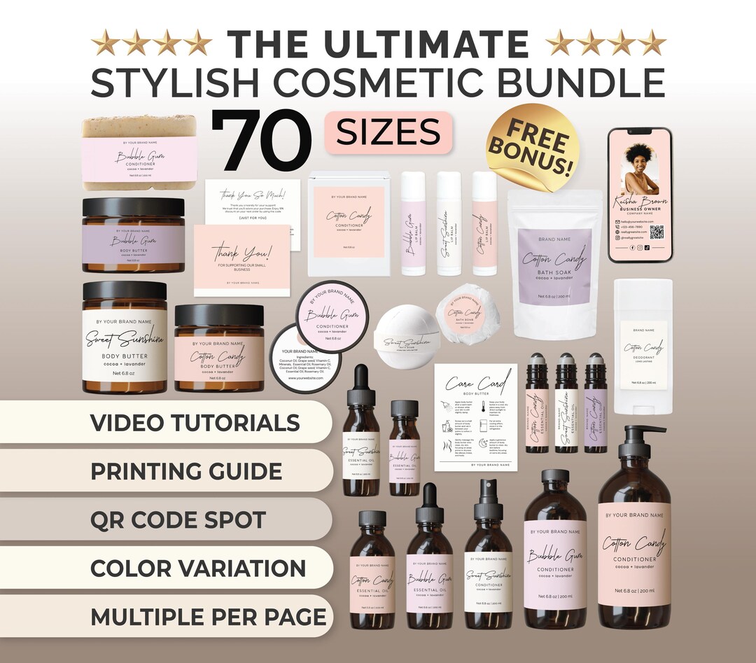 Stylish Product Label Template Cosmetic Label Sticker Skincare Label ...