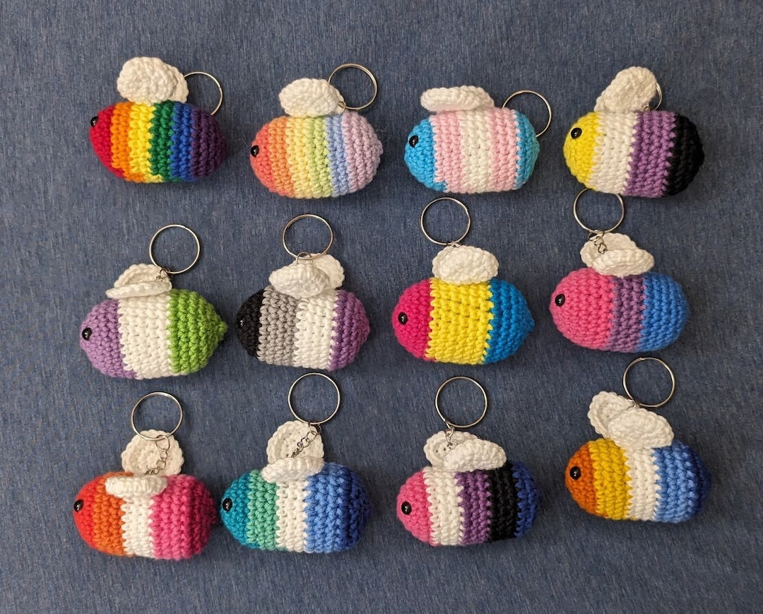 Pride Bees! LGBTQ+ Crocheted Amigurumi Bee Keychains - Etsy