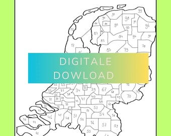 Sales map Postcodes Nederland PDF Kleurplaat - Etsy Nederland