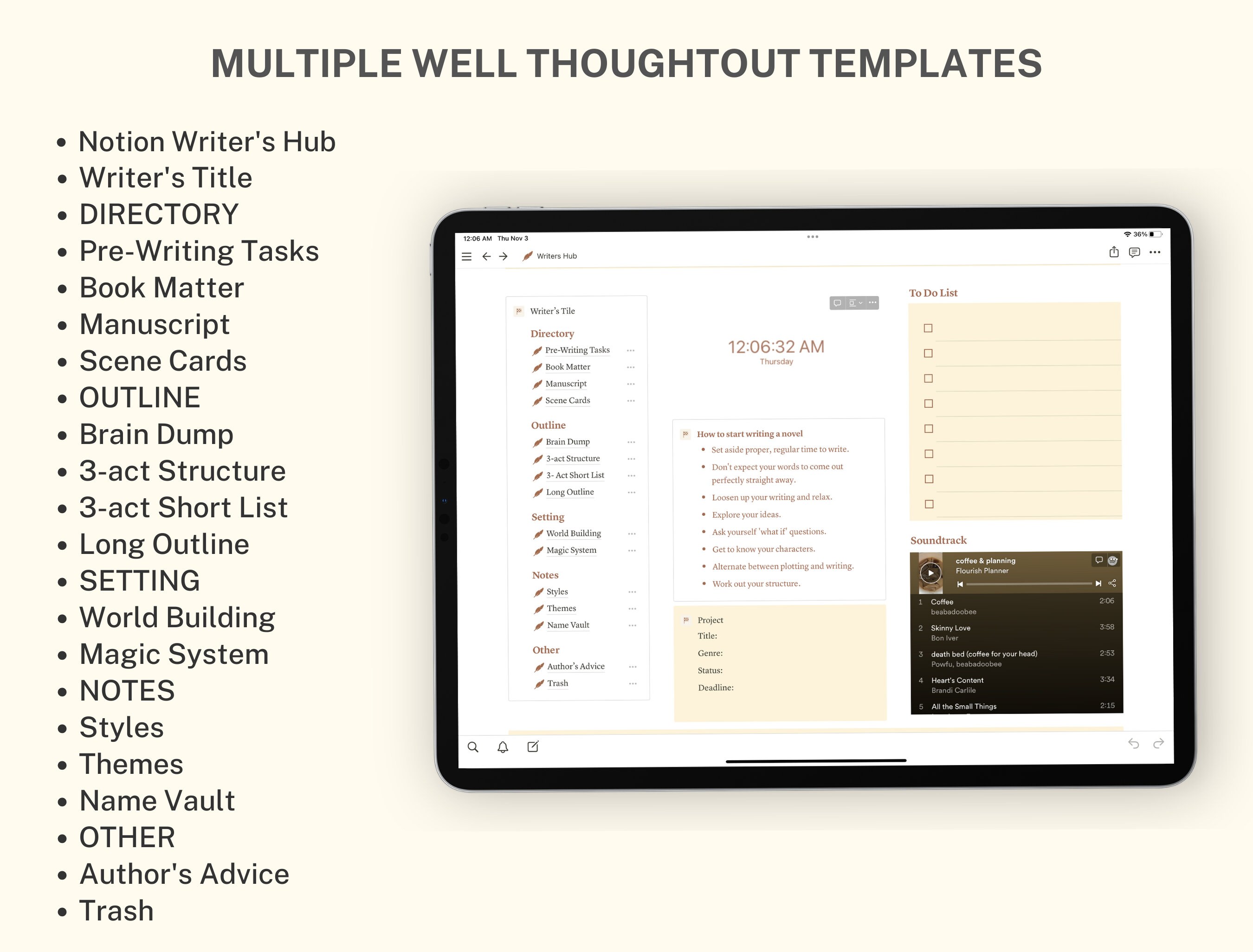 Notion Writer's Hub, Notion Template, Notion Planner, Notion Dashboard ...